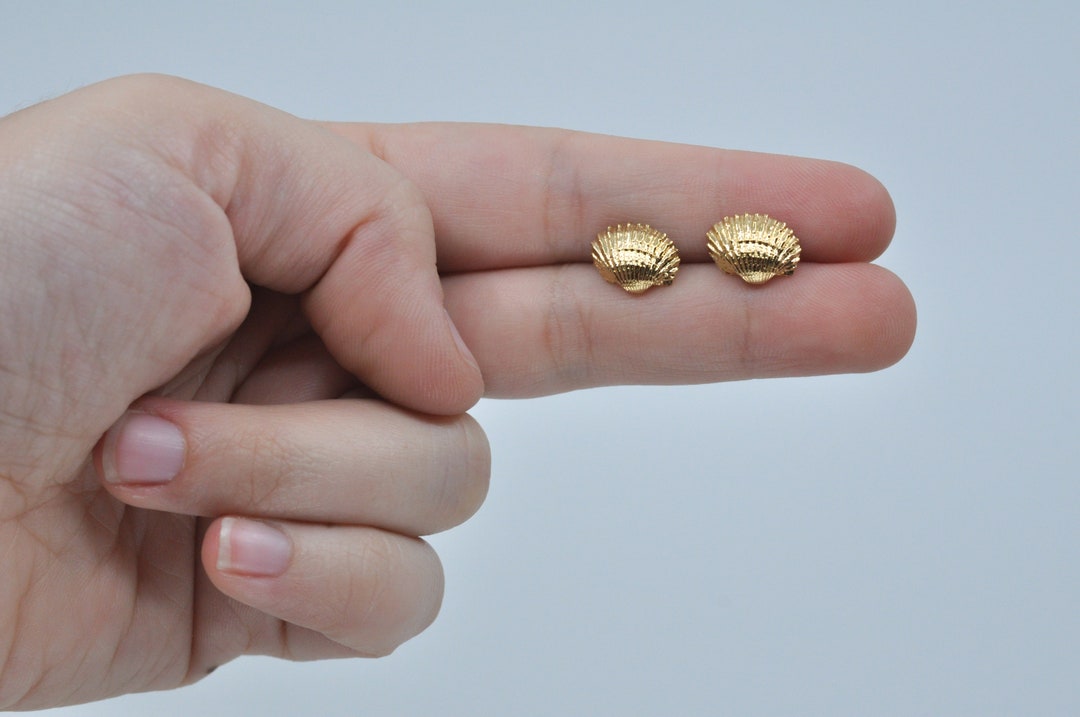 Shell Studs, Scalloped Shell, Tiny Shell Studs, Shell Jewelry, Mermaid ...