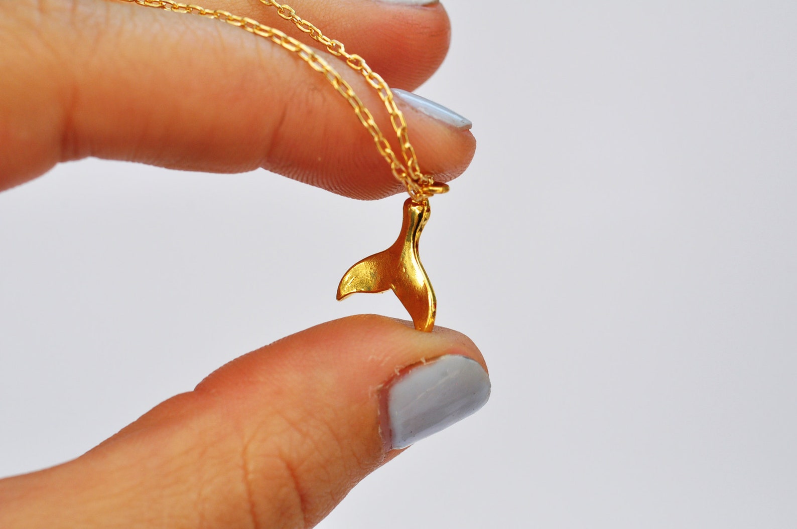 Finfish Necklace, Gold Whale Fin, Whale Tail Pendant, Beach Necklace ...