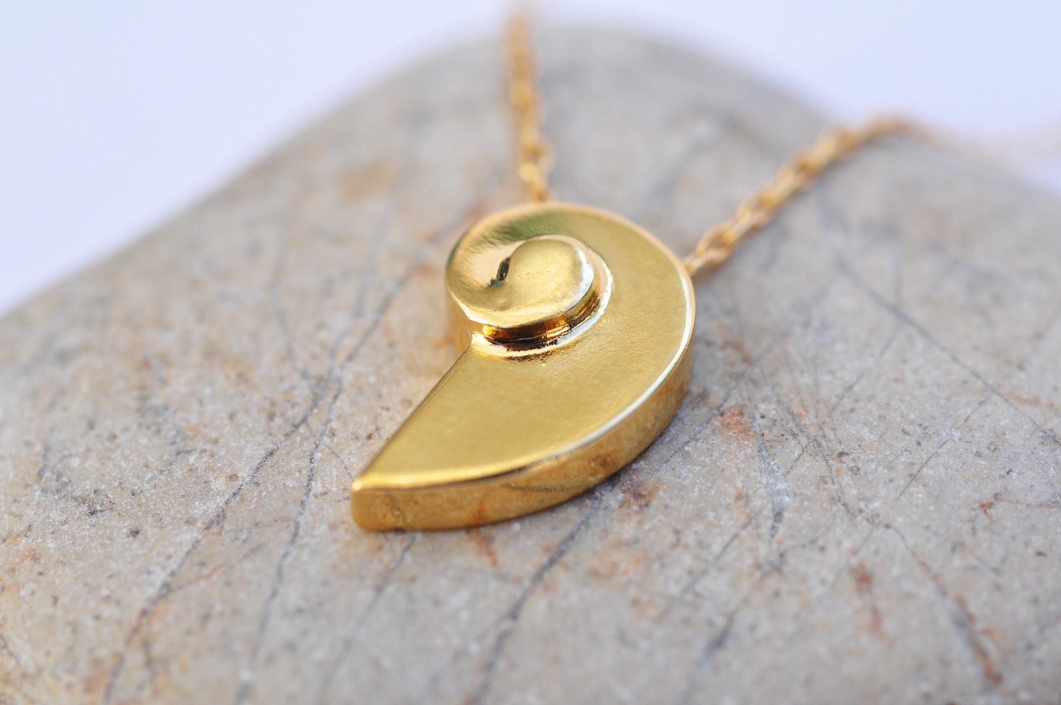 Gold Shell Necklace Gold Snail Fibonacci Tiny Snail - Etsy