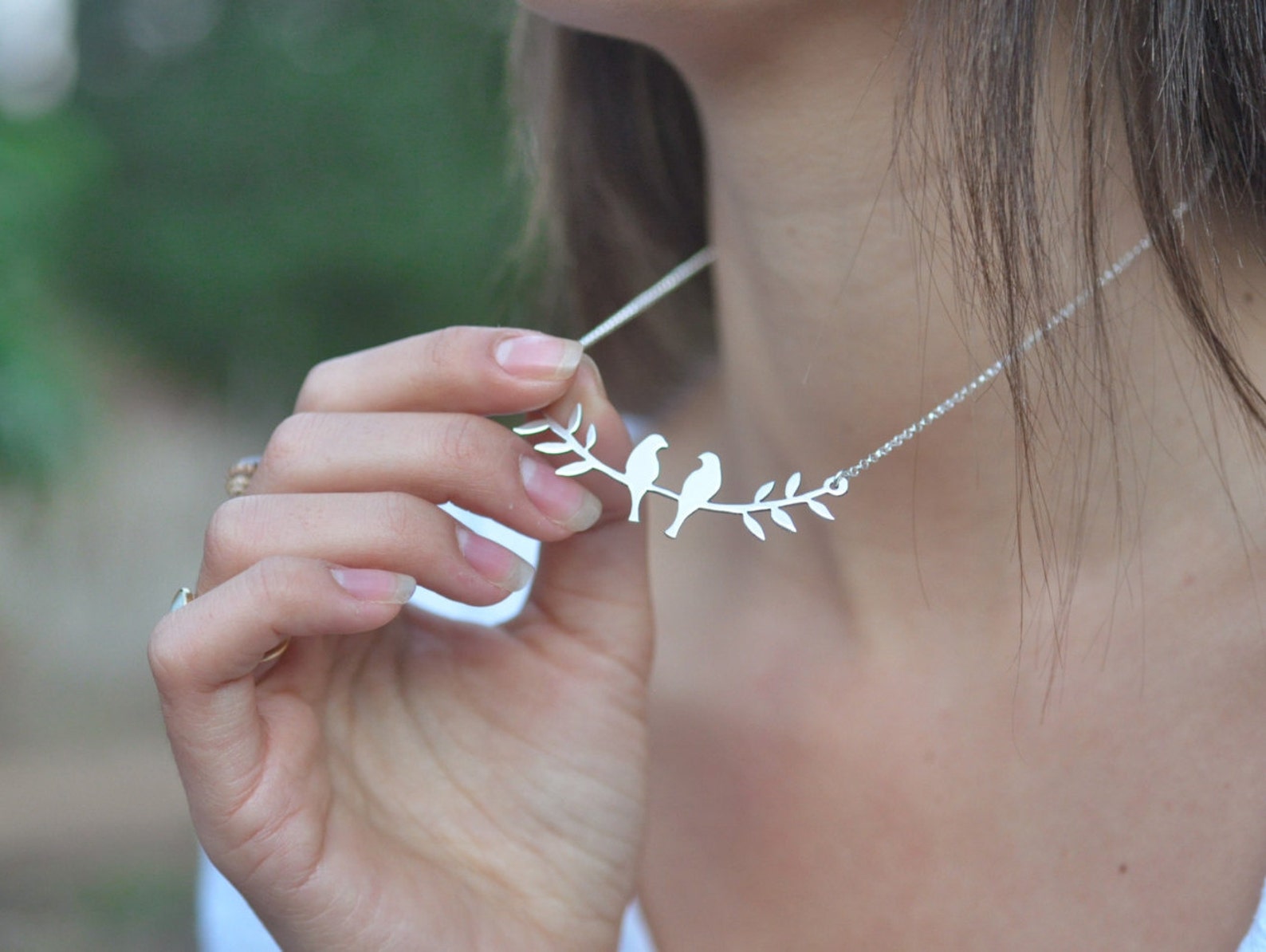 Birds Necklace, Delicate Necklace, Unique, Silver Bird Necklace, Birds ...