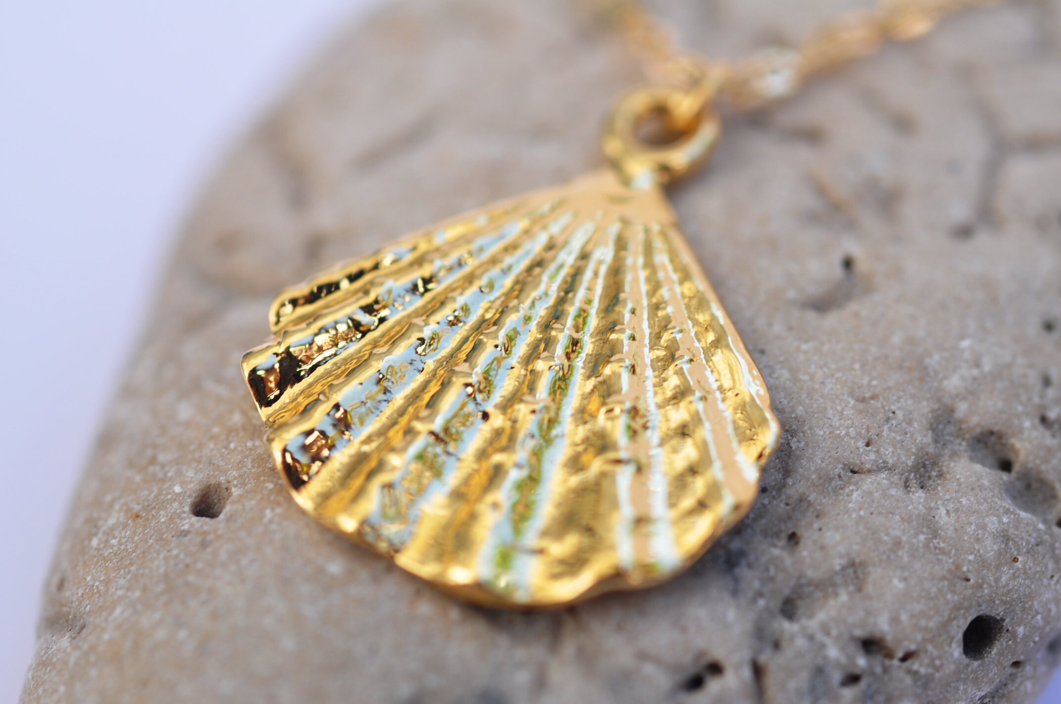 Gold Shell Necklace Gold Shell Shell Pendant Beach - Etsy