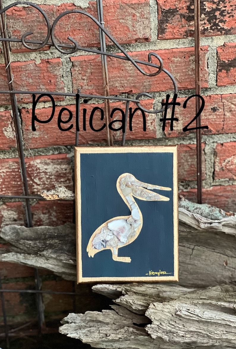 5x7 Pelican or Crab With Oyster Shells - Etsy