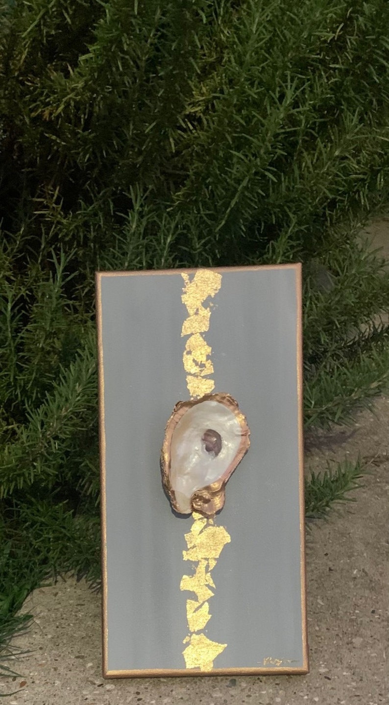 Painting W/ Oyster Shell and Gold Leaf - Etsy