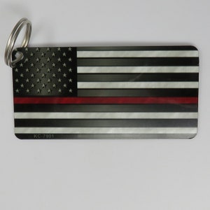 American Flag Red Line Key Chain - Etsy