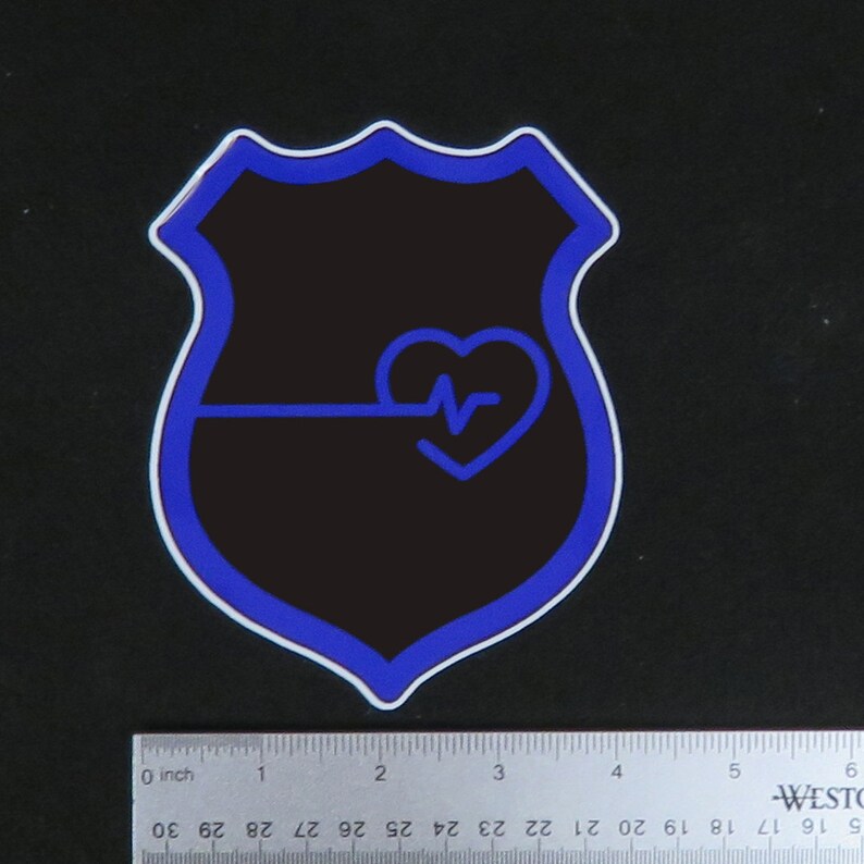 Police Badge Blue Line Heart 5 Tall Decal - Etsy