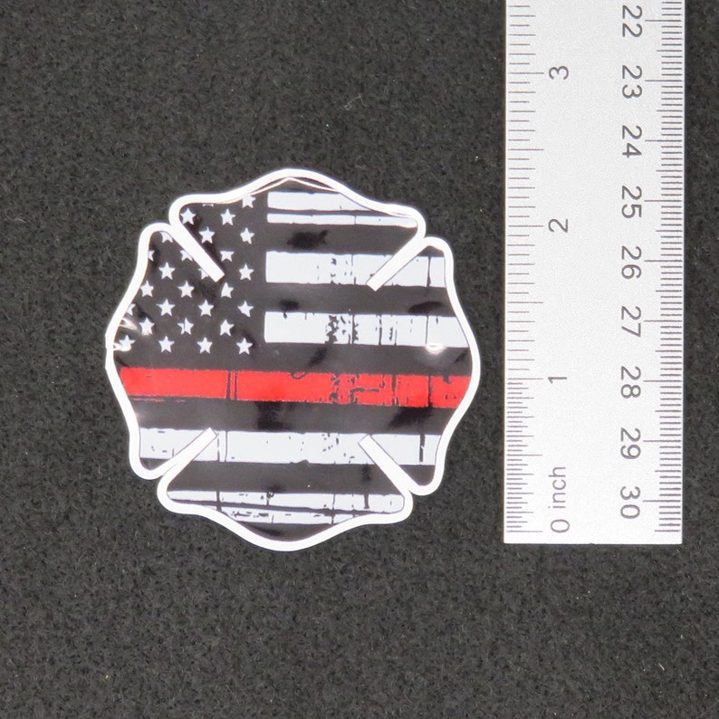 Firemen Cross American Flag Thin Red Line 2.5 Decal | Etsy