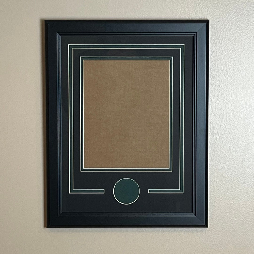 8x10 Picture Frame With Green Border and Coin Cut Out Area - Etsy