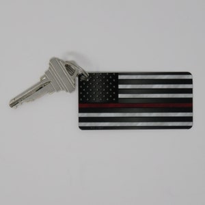 American Flag Red Line Key Chain - Etsy