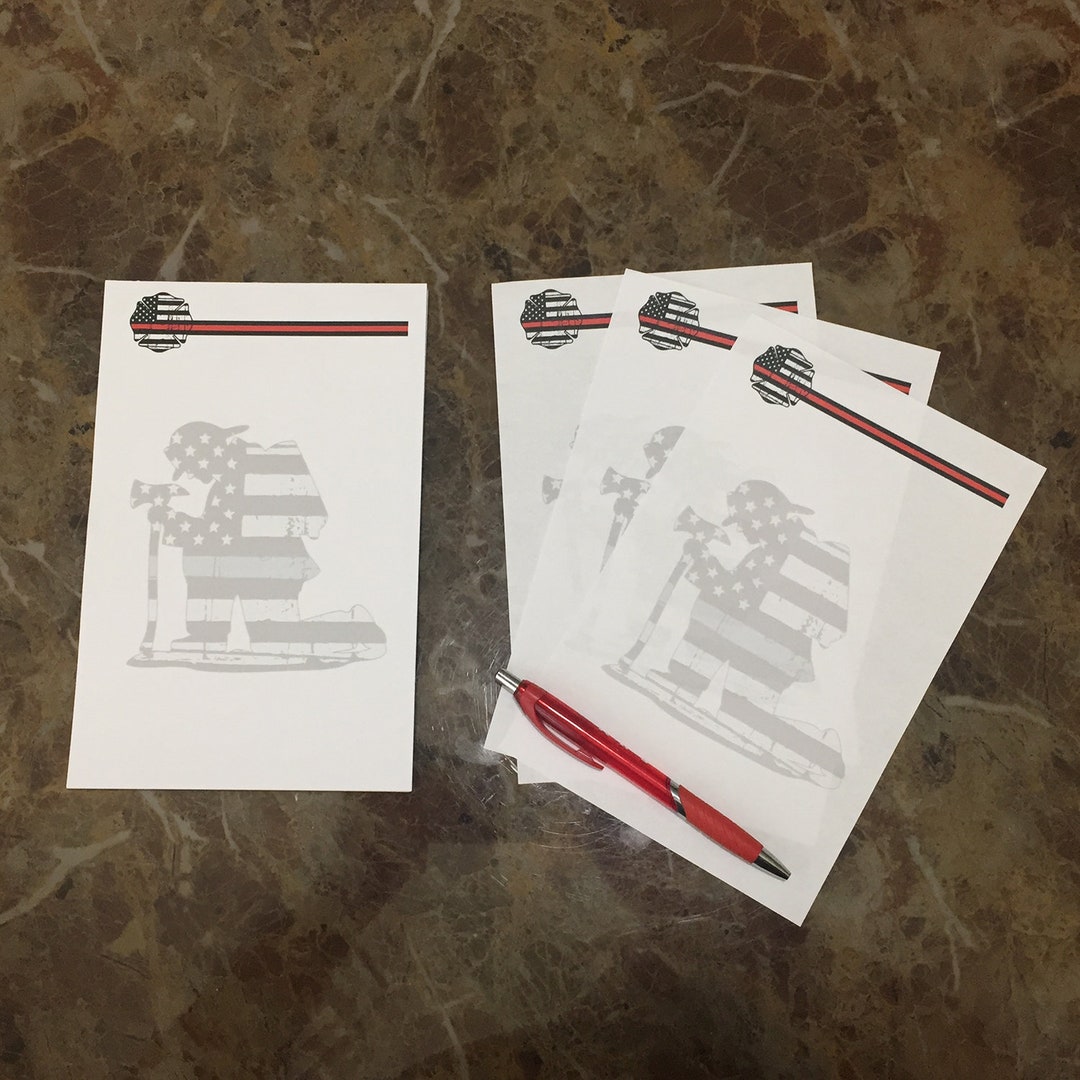 Thin Red Line Kneeling Firefighter Notepad - Etsy