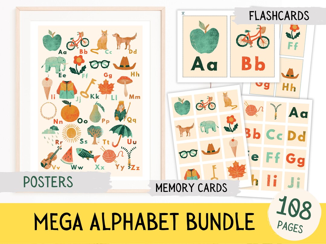 ABC Alphabet Bundle Alphabet Posters Alphabet Flashcards - Etsy