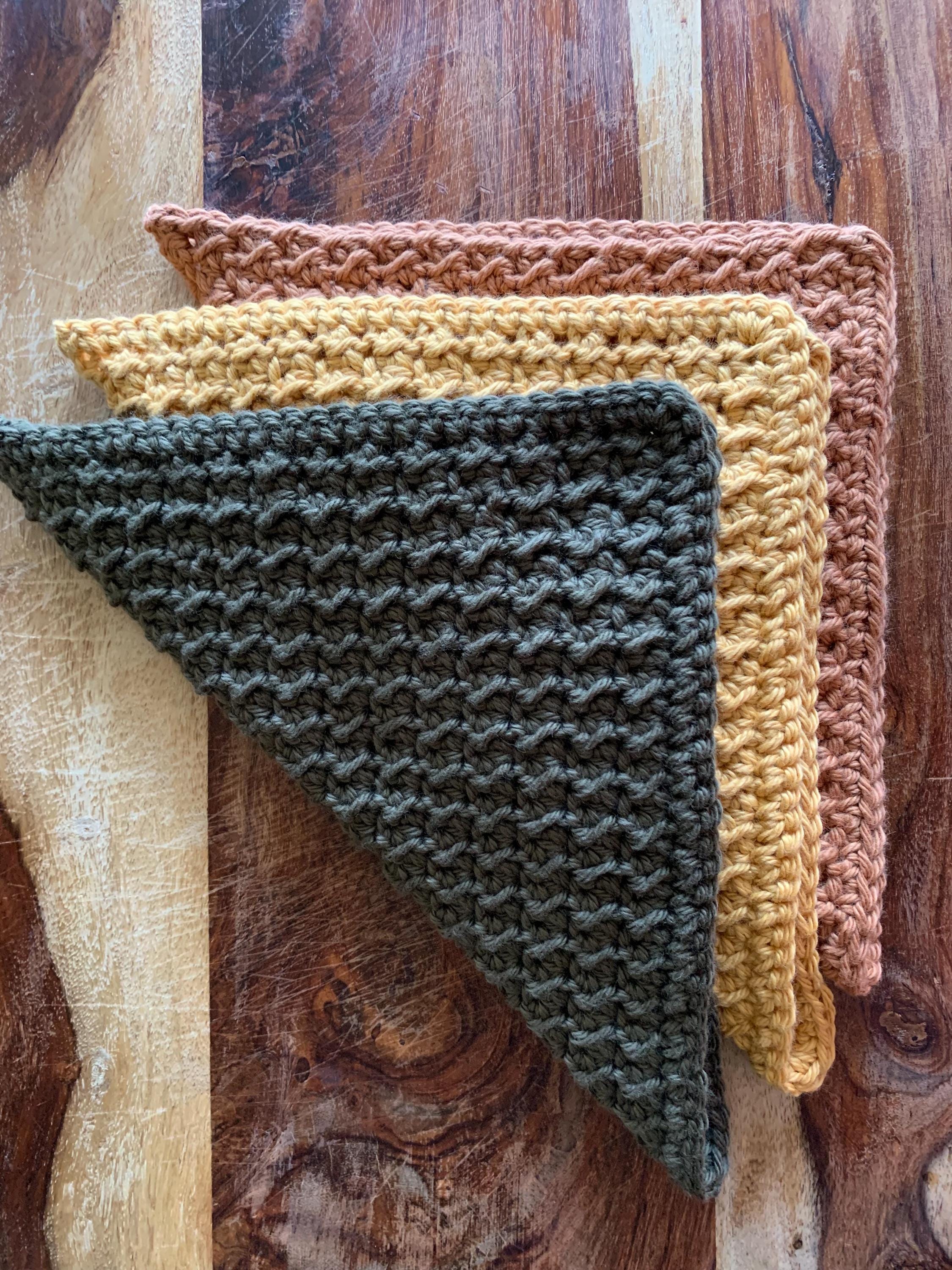 100% Cotton 3 Handmade Crocheted Dishcloths or Washcloths Machine ...