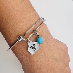 Cattle Tag Bracelet With Turquoise Stone Cowgirl Initial Bracelet ...