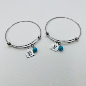 Cattle Tag Bracelet With Turquoise Stone Cowgirl Initial Bracelet ...