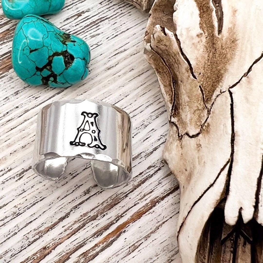 Western Monogram Initial Ring | Hand Stamped Ring | Western Jewelry ...