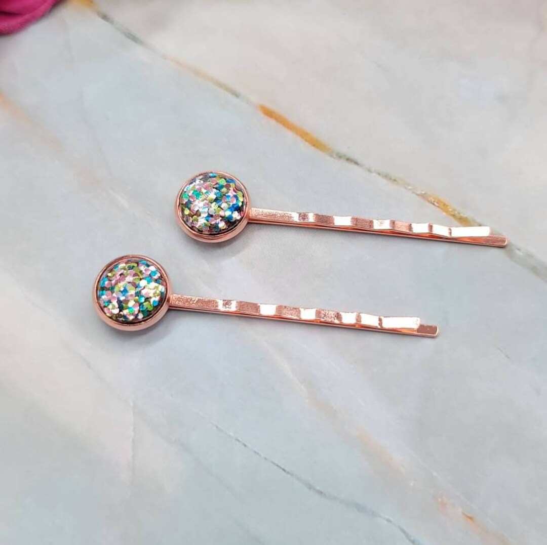 Mixed Glitter Hair Pins Set of 2, Chunky Glitter Bobby Pins, Glitter ...