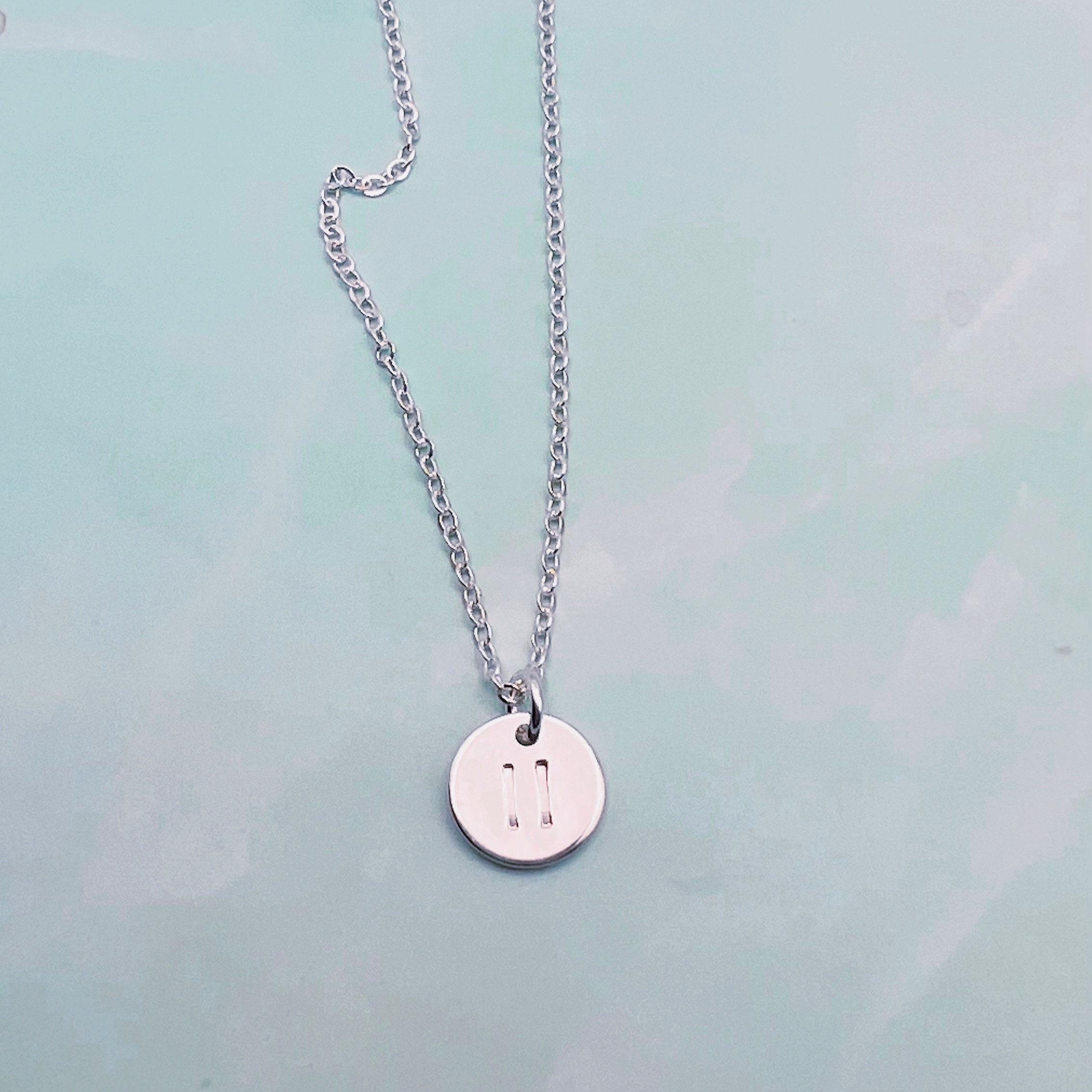 Pause Necklace Silver Plated Hand Stamped Mini Disc - Etsy