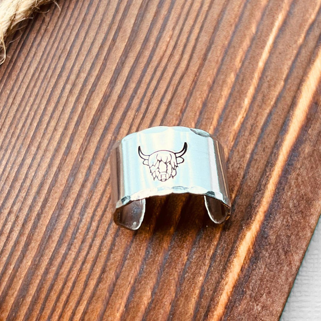 Highland Cow Ring | Hand Stamped Ring | Western Jewelry | Custom Silver ...