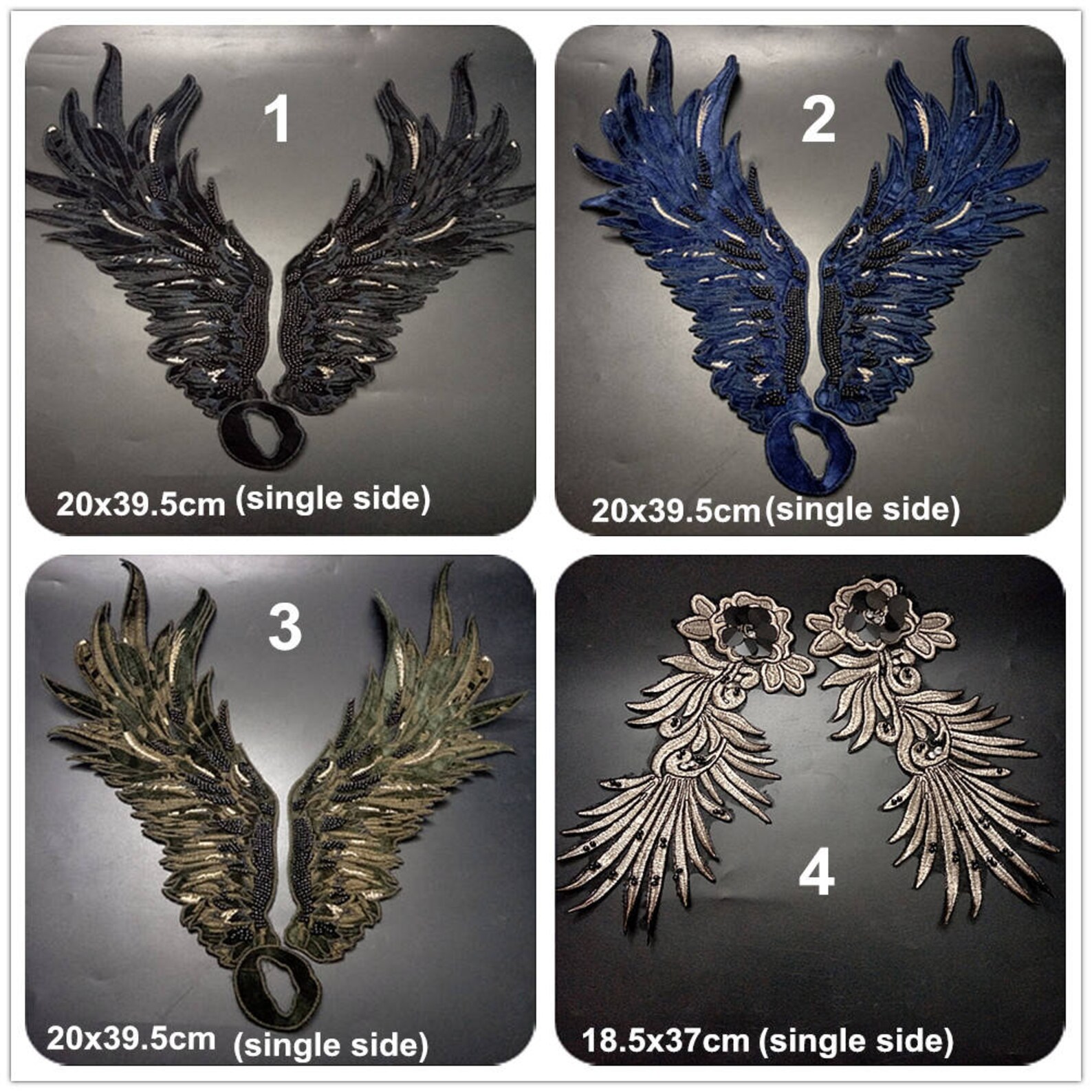 Pair of Fabric Beaded Angel Devil Wing Applique Wings Cloth - Etsy