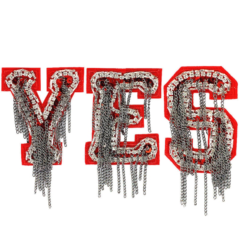 One Set of Crystal Beaded Tassels English Capital Letter YES - Etsy