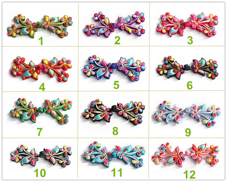 Tradition Colorful Flower Folk Art Button DIY Cloth Garment Chinese ...