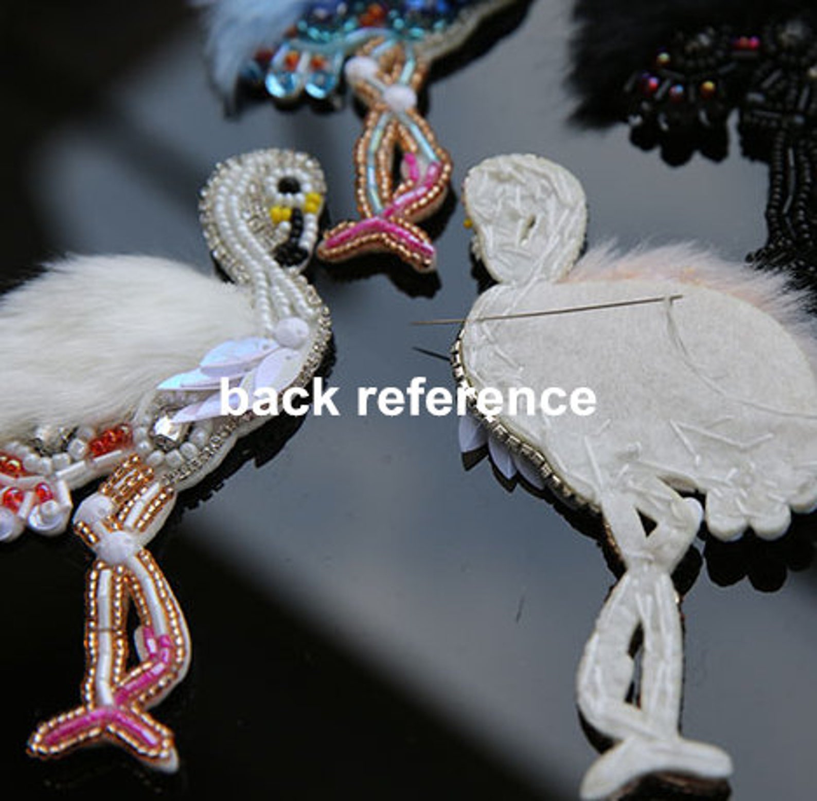 5.0x12cm Sequins Beaded Fabric Plush Red-crowned Crane Bird Applique ...