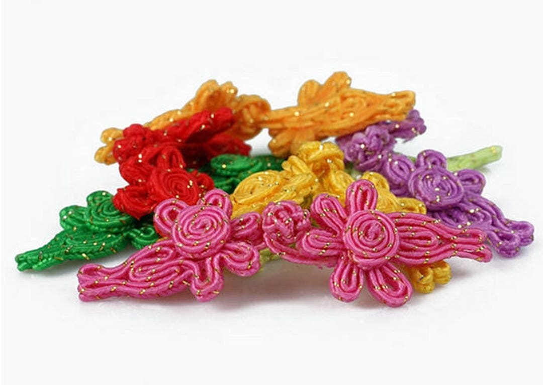 2.5x8cm Tradition Colorful Gold Wire Folk Art Button DIY Cloth Garment ...