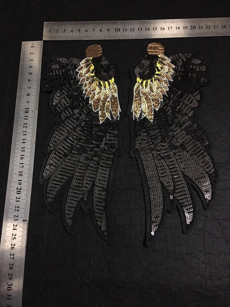 Pair of Fabric Sequins Beaded Angel Devil Wing Applique Cloth - Etsy