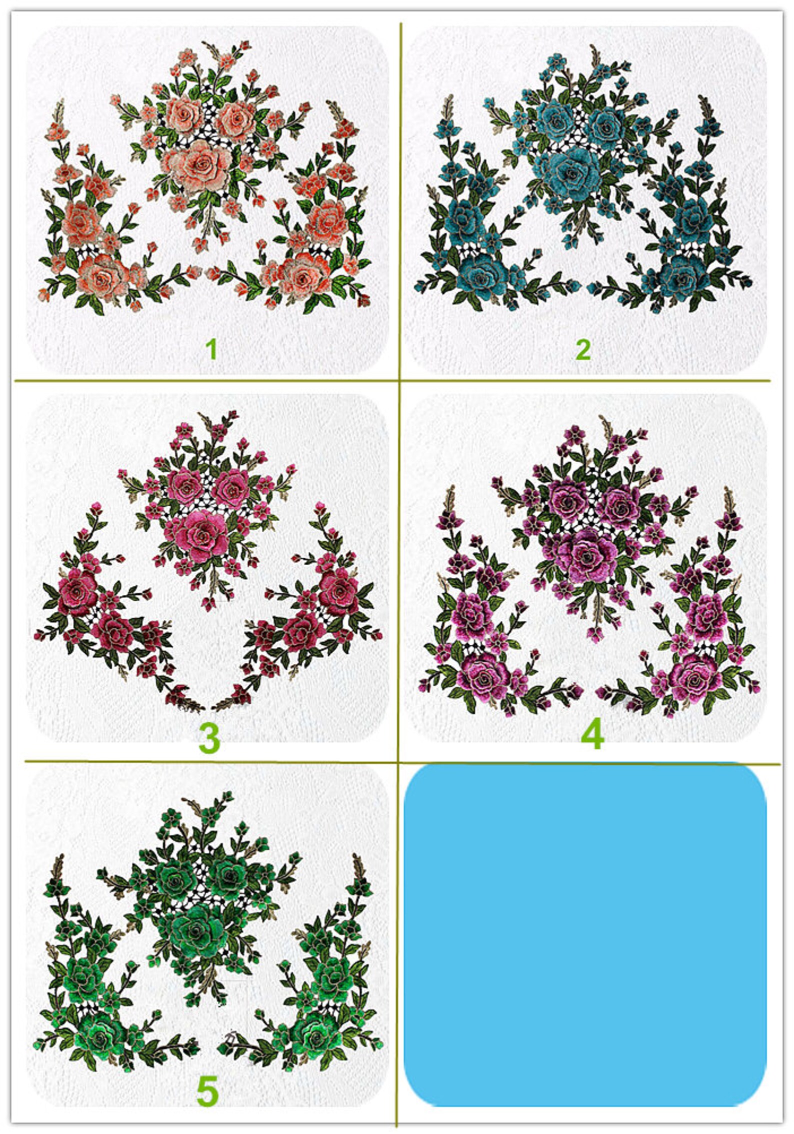 One Set of Single Color Fabric Embroidery Flower Branches - Etsy