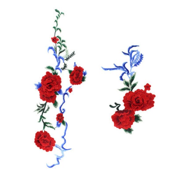 One Set Single Color Fabric Embroidery Flower Applique Plant | Etsy