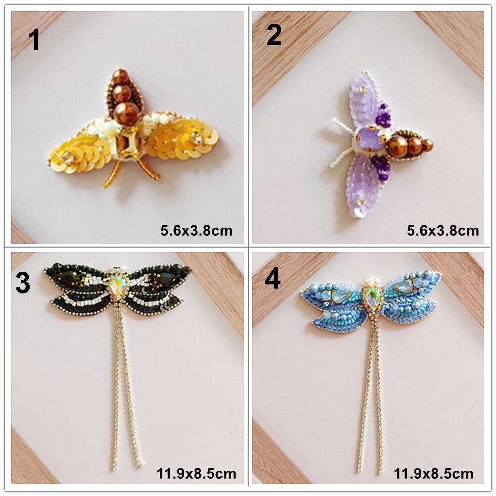 Crystal Sequins Beaded Bee Dragonfly Insect Applique Cloth - Etsy