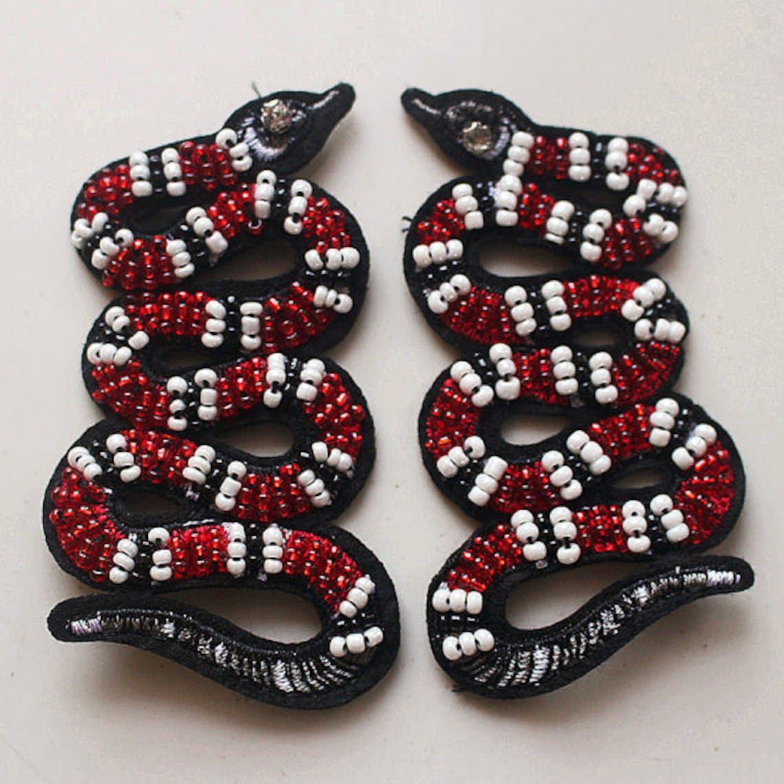 Pair of Crystal Beaded Blue Eyes Snake White Eyes Snake Poker - Etsy