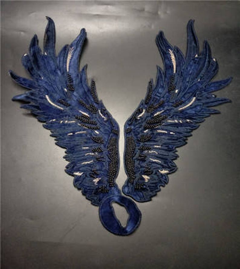 Pair of Fabric Beaded Angel Devil Wing Applique Wings Cloth - Etsy