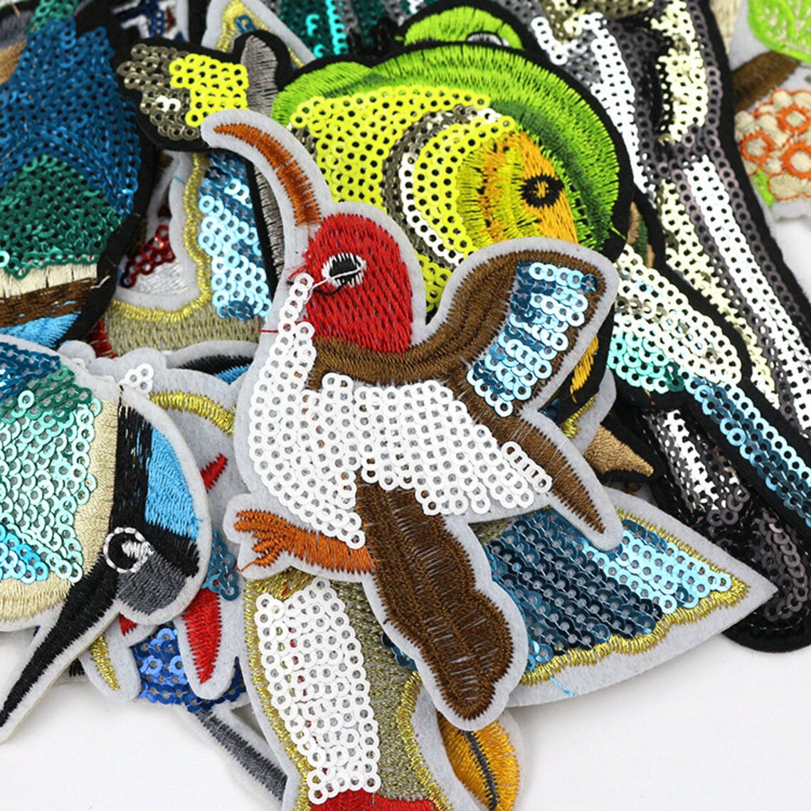 Fabric Sequins Bird Applique Small Birds Cloth Patch DIY Jacket ...