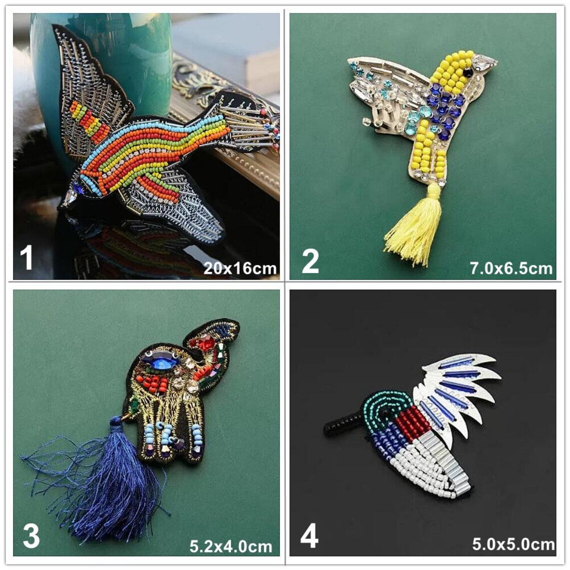 Crystal Glitter Beaded Bird Camel Applique Insect Cloth DIY Badge Craft ...