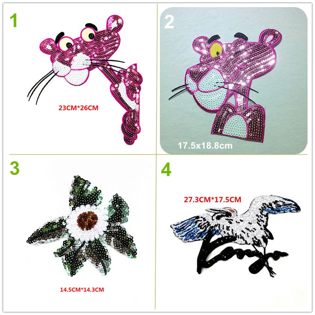 Sequins Beaded Pink Tiger Tigger Appliques Flower Flying Bird Cloth ...