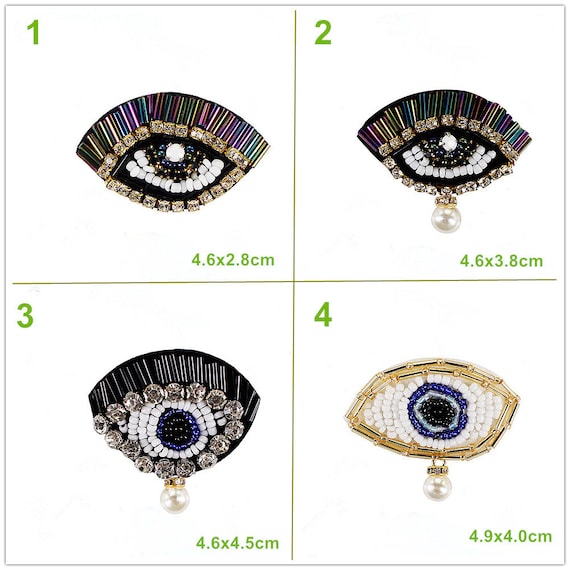 Crystal Beaded Eye Eyelash Eyes Applique Patch DIY Brooch | Etsy