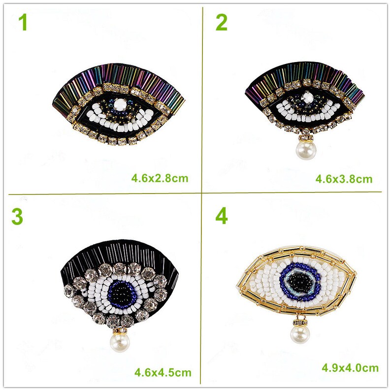 Crystal Beaded Eye Eyelash Eyes Applique Patch DIY Brooch - Etsy