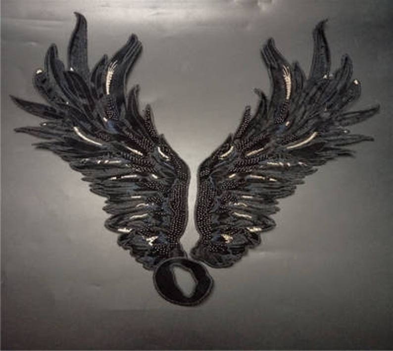 Pair of Fabric Beaded Angel Devil Wing Applique Wings Cloth - Etsy