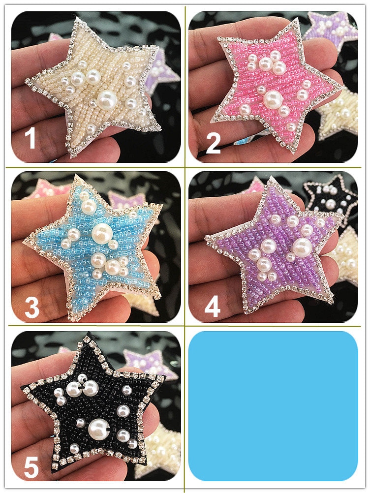 5.6x5.9cm Sequins Crystal Beaded Color Star Applique Stars | Etsy