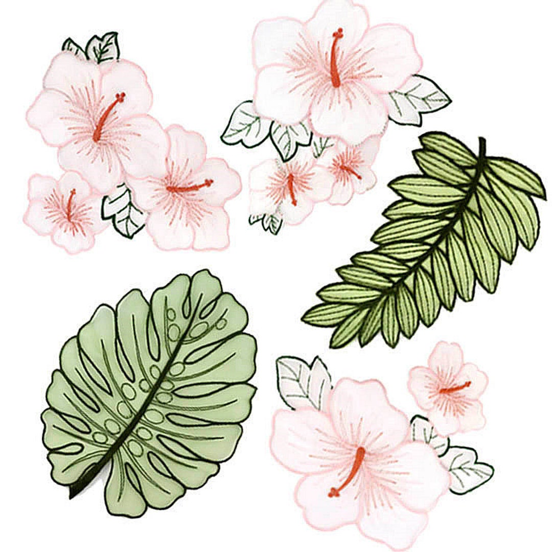 One Set Fabric Embroidery Petal Flower Blossom Leaf Appliques Cloth ...