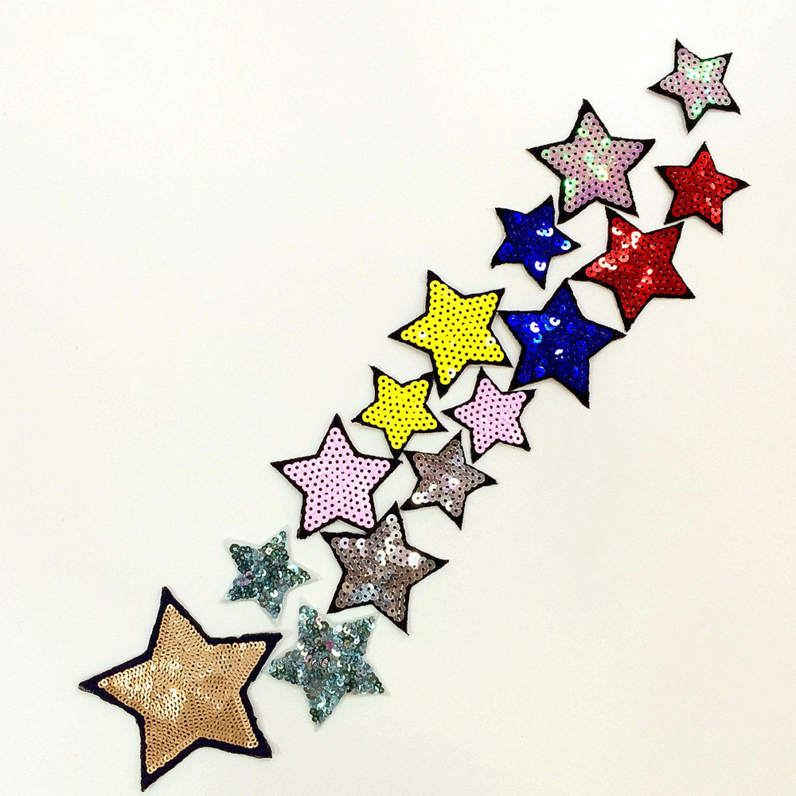 Sequins Beaded Multi Color Star Appliques Beaded Iron on Cloth Stickers ...