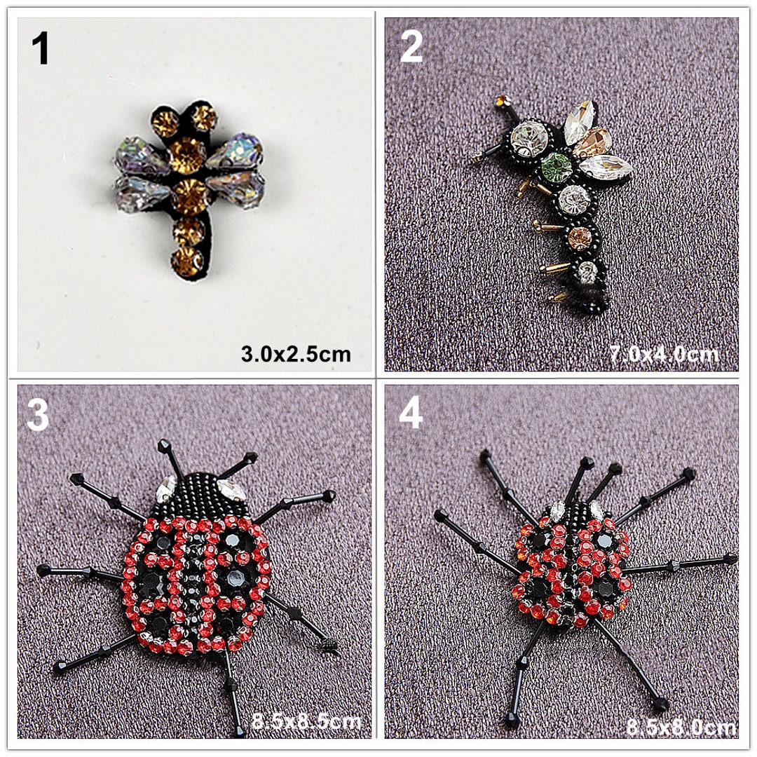 Crystal Beaded Dragonfly Ladybird Applique Insect Cloth Patch DIY ...