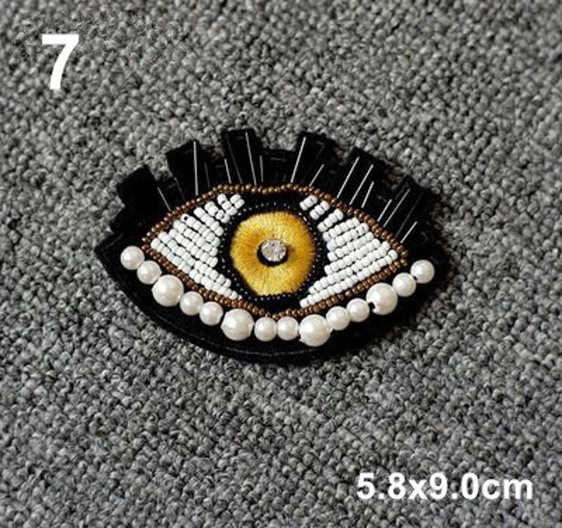 Crystal Embroidery Beaded Color Eye Eyes Applique Eyes patch | Etsy