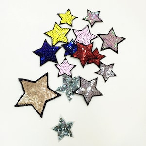 Sequins Beaded Multi Color Star Appliques Beaded Iron on Cloth Stickers ...