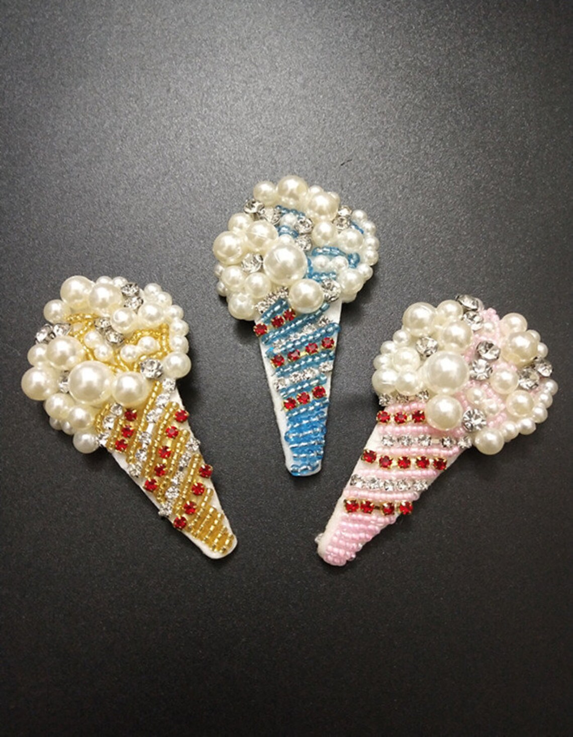 3.6x7.0cm Crystal Pearl Crystal Beaded Ice Cream Applique | Etsy