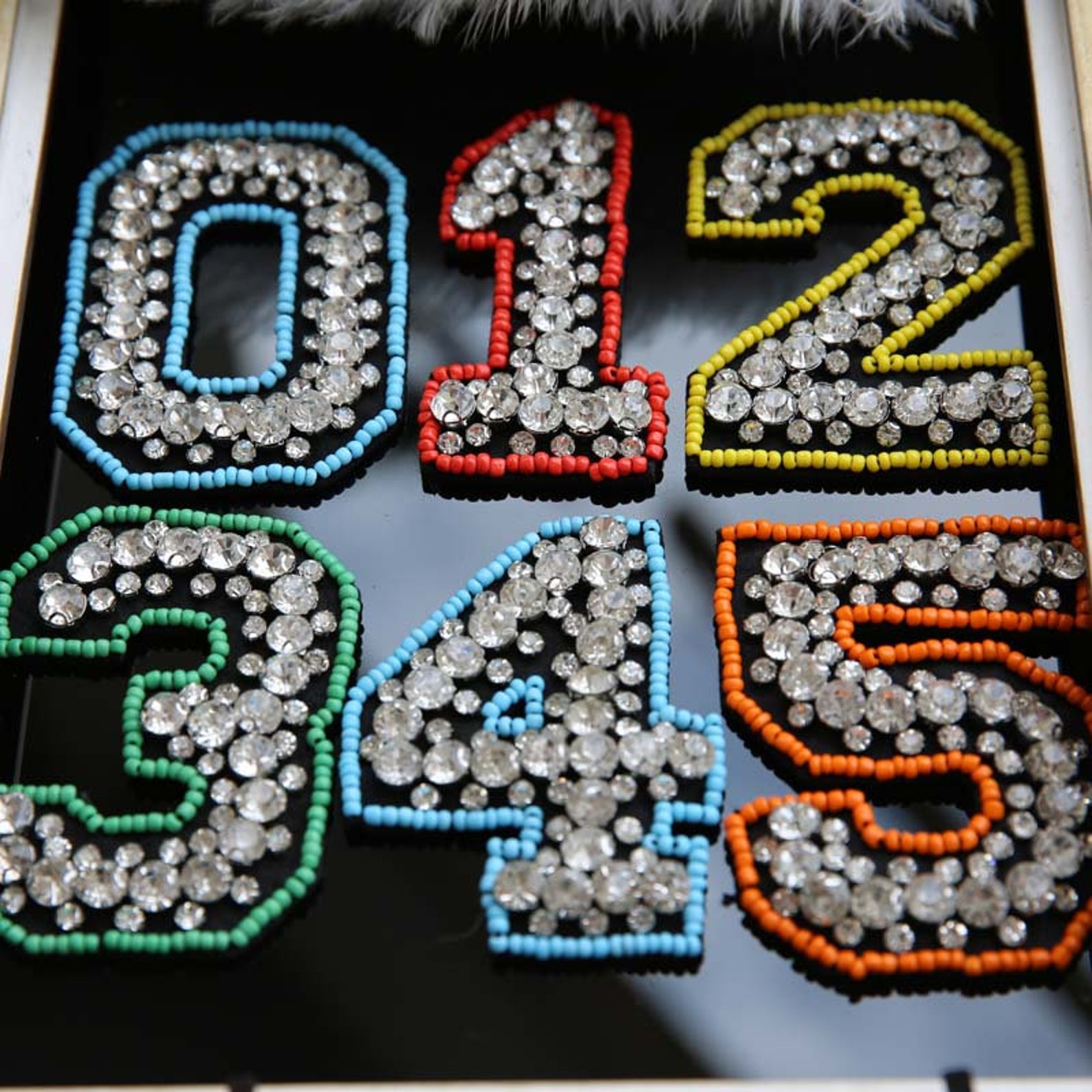 Fabric Crystal Beaded Color Numbers 0 to 9 Number Appliques - Etsy