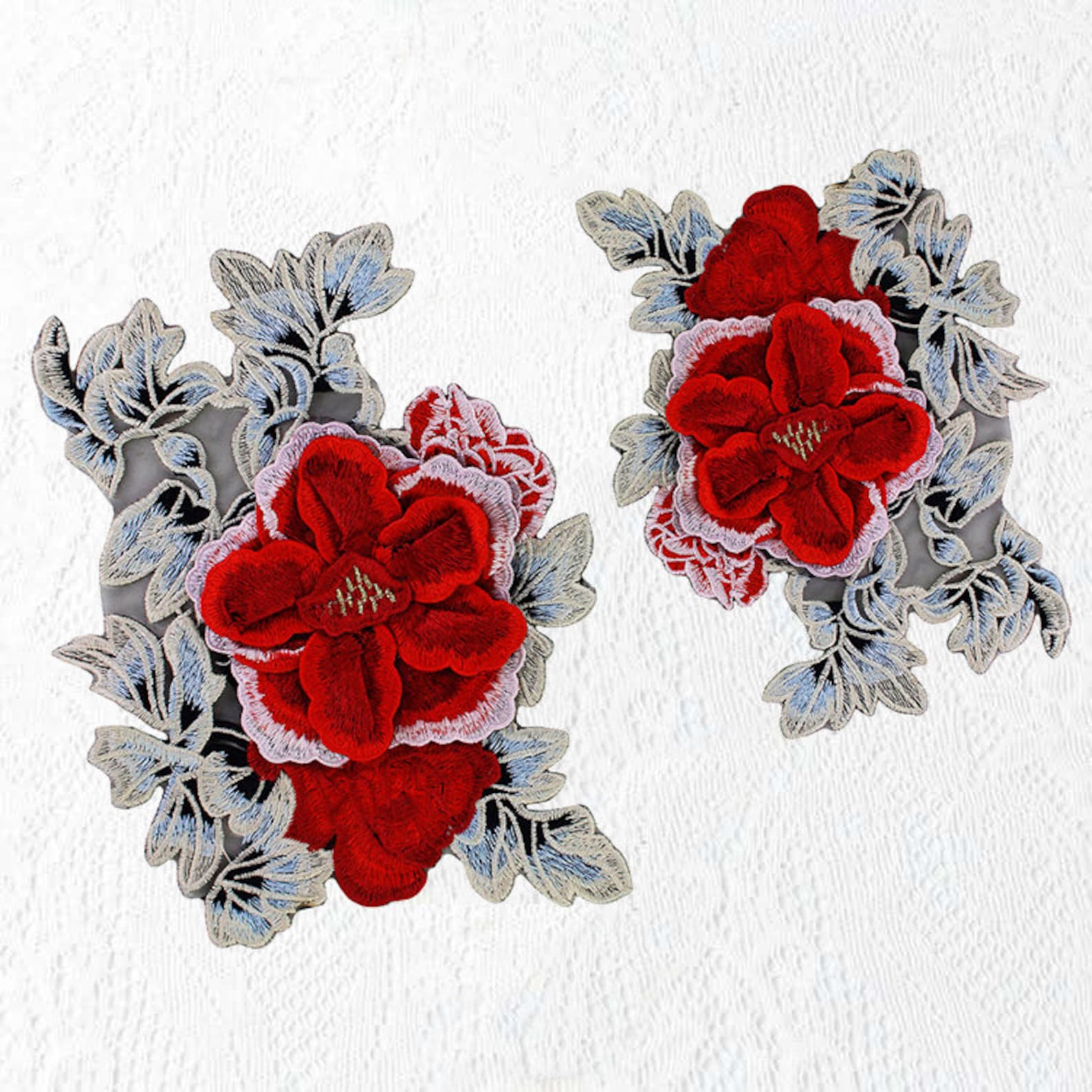 One Set Fabric Embroidery Flower Appliques Cloth Patch DIY Garment ...