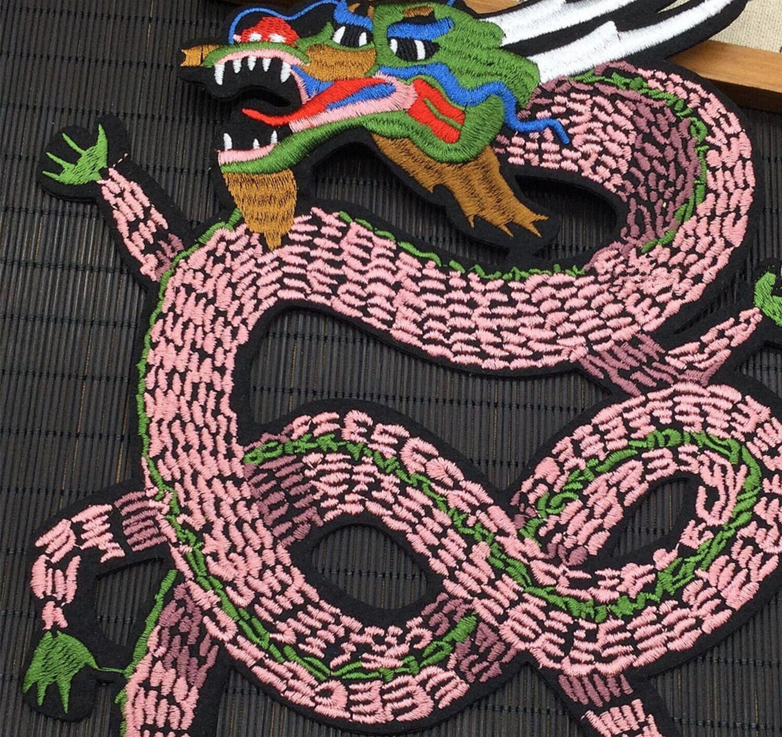 Fabric Applique Dragon Green Bird Snake Leopard Applique Hand - Etsy