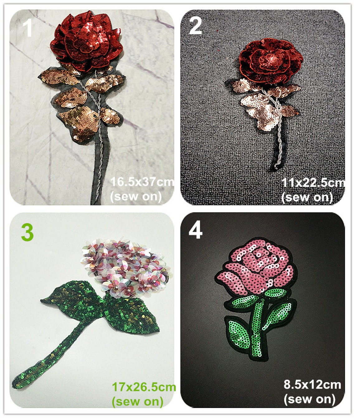 Glitter Sequins Hydrangea Rose Flower Applique Valentine Cloth - Etsy