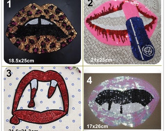 Glitter Sequins English Letter Applique Lips Open Mouth Tongue - Etsy